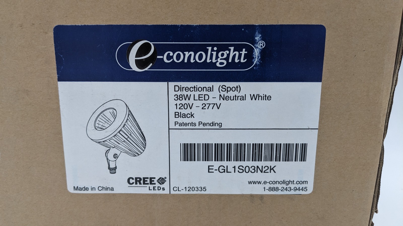 E-CONOLIGHT E-GL1S03N2K DIRECTIONAL (SPOT) 38W LED - NEUTRAL WHITE 120V ...