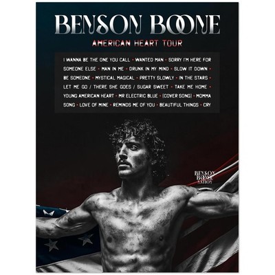 Benson Boone American Heart Tour Setlist Artwork Poster | eBay