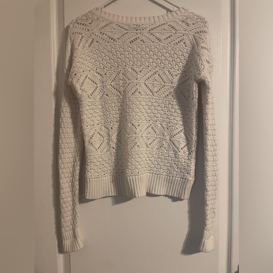 American Eagle Outfitters Cream Fair Isle Cable Knit Sweater S Preppy ...