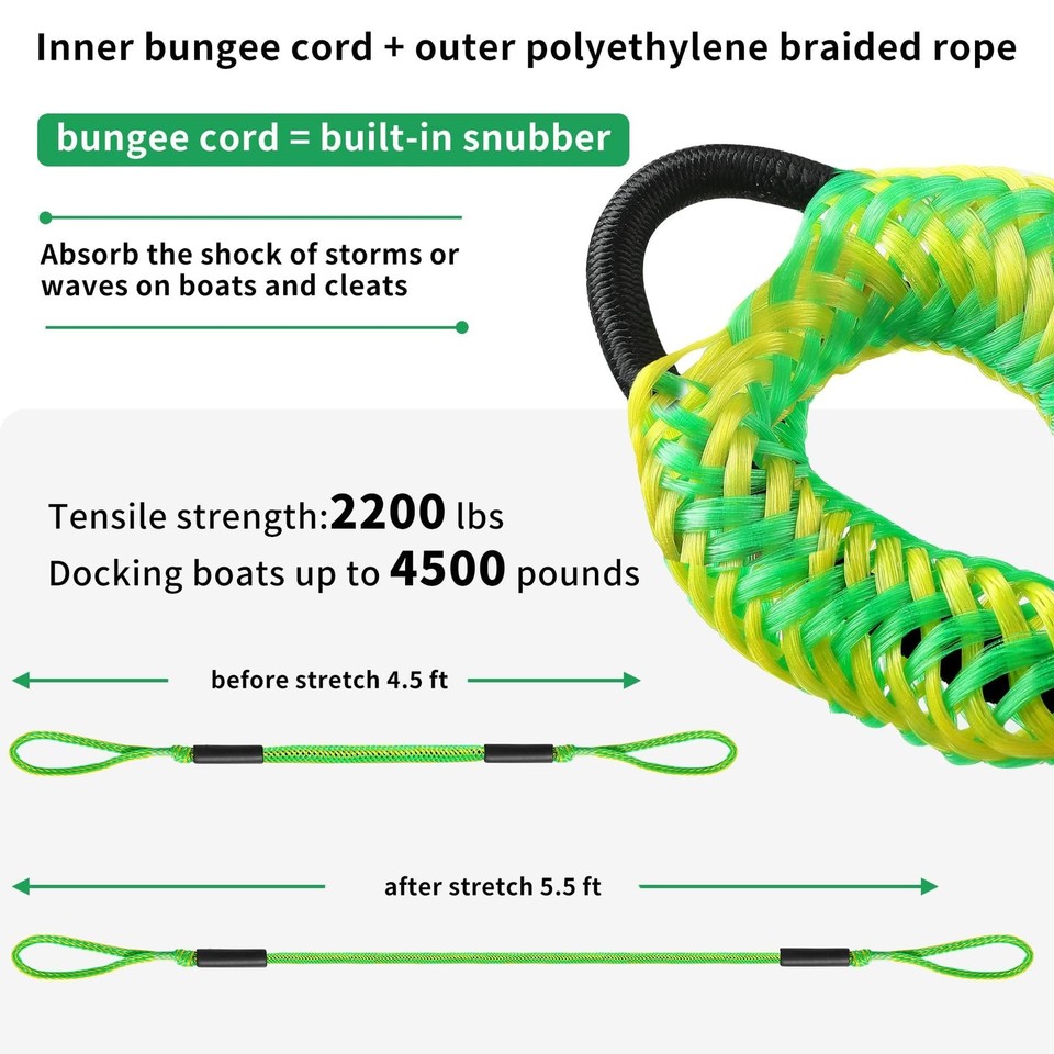Bungee Dock Lines for Boats Marine Mooring Lines Boat Rope for Docking ...