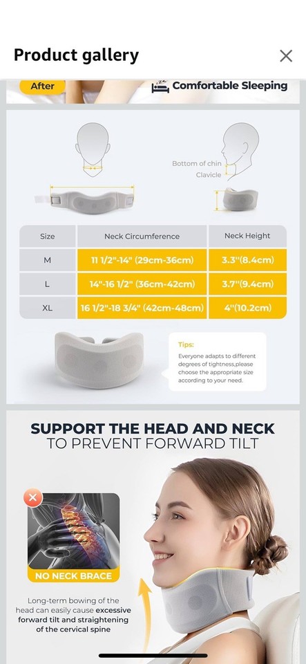 Nimood Neck Brace Size M-XL Gray Neck Support for Cervical Pain Relief ...