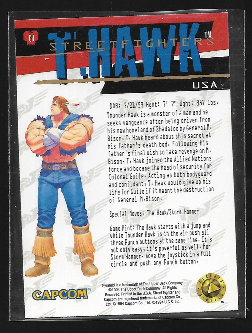 Street Fighter Thunder Hawk T Hawk 60 1994 Upper Deck Capcon | eBay