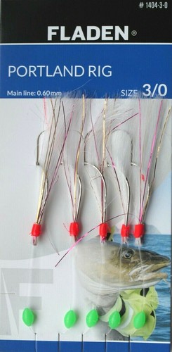 6 Fladen Portland Rigs 5 Hook Size 3/0 Fishing Mackerel Lures Sea ...