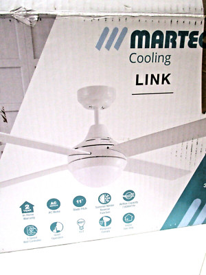 NEW Martec Link 48" White Ceiling Fan 2 X E27 Light (FSL 1244W) Wall ...