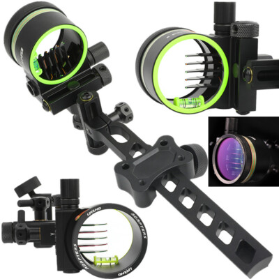 Compound Bow Sight 5 Pin 0.019" Archery 4X 6X 8X Lens Micro Adjustable ...