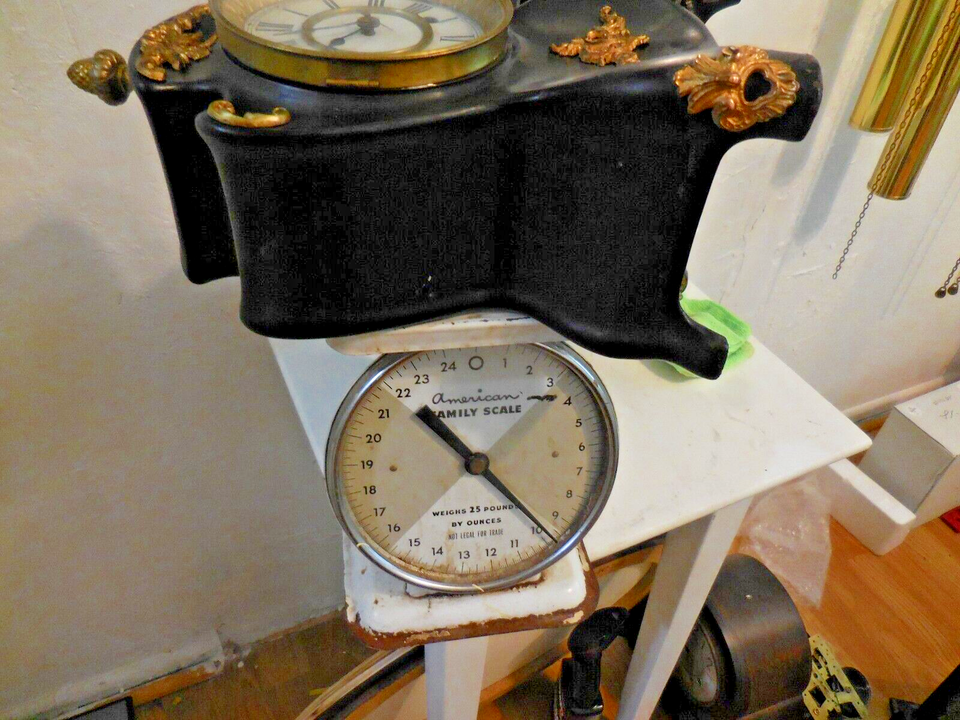 Antique USA WATERBURY & ANSONIA Key Wound Time Clock, Cast IRON Case | eBay