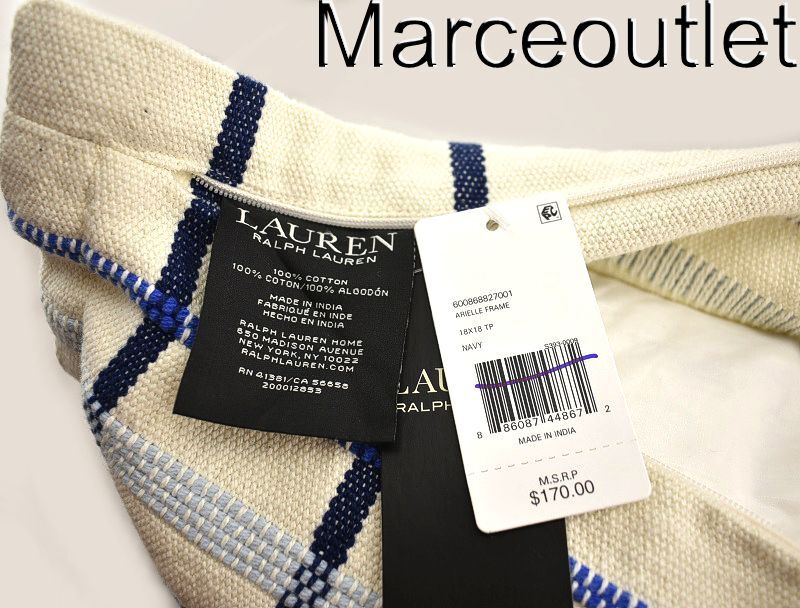 Ralph Lauren Arielle Frame 18" x 18" Decorative Pillow Navy | eBay