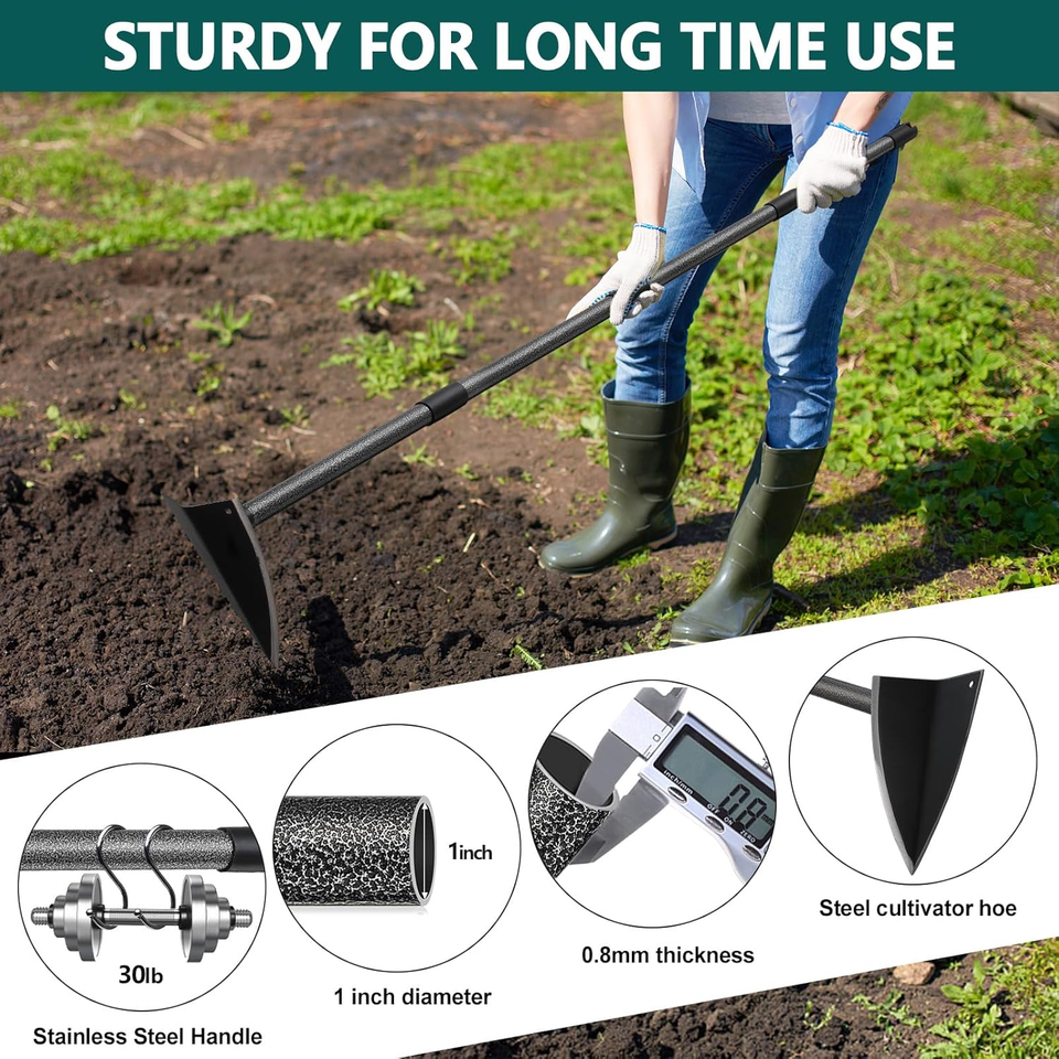 Hoe Garden Tool, Triangle Hoe Gardening Weeding Tool, 60" Long Handle ...