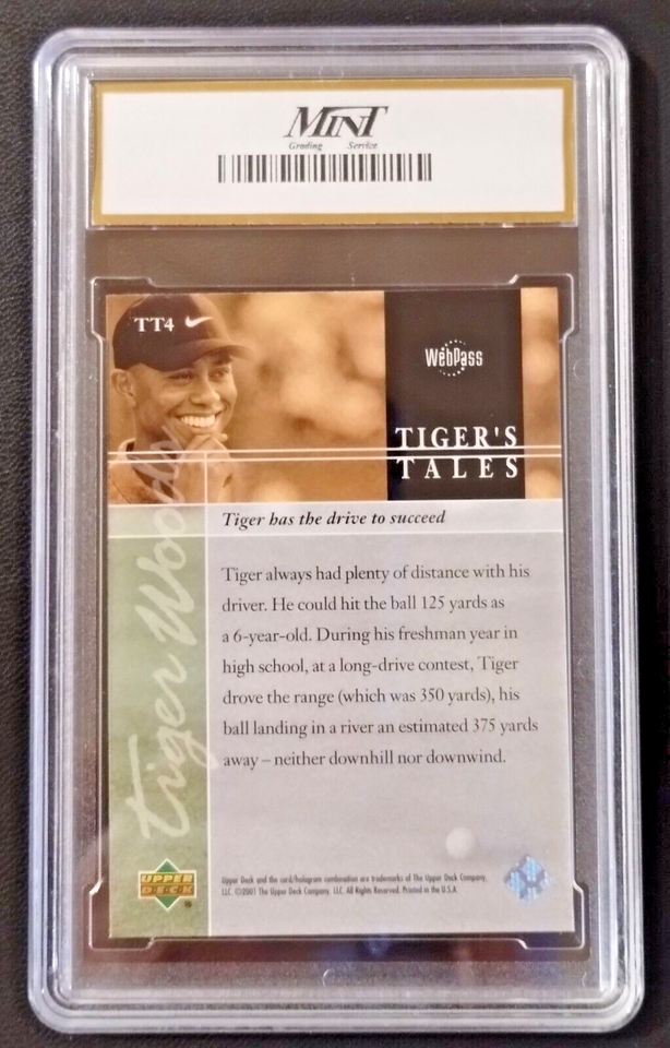 2001 Upper Deck Golf Tiger's Tales #TT4 Tiger Woods RC Rookie MGS 10 ...
