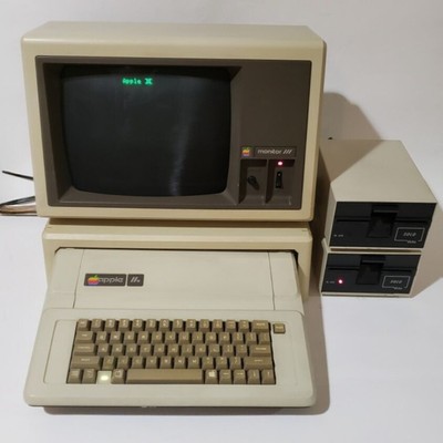 Apple IIe Vintage Computer System With Monitor III & Vista Disk Drives ...