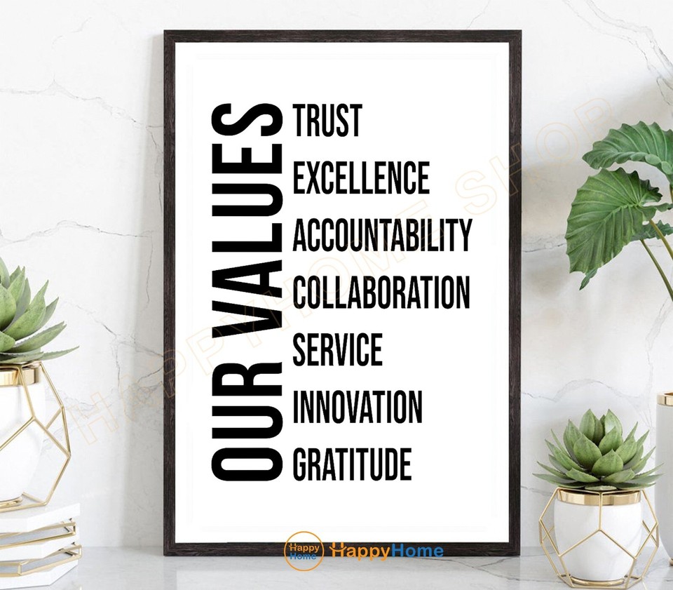 Our Values Wall Art Bussiness Core Values Office Decor Entrepreneur ...