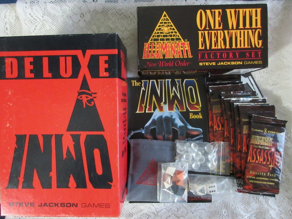 DELUXE FACTORY SET 450 ILLUMINATI INWO Card Game ASSASSINS BOOK DICE ...