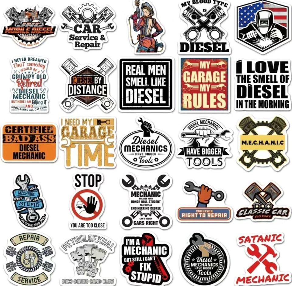 50 Mechanic Stickers Tools Toolbox Car Vehicle Driver Men Funny Meme ...