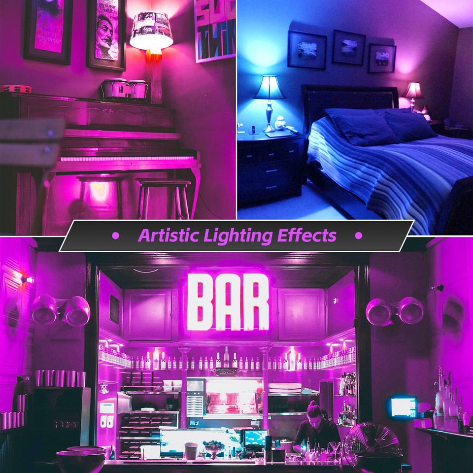 2PCS LED Ultraviolet Black Light 7W Neon Ultraviolet UV Bulbs Glow in ...