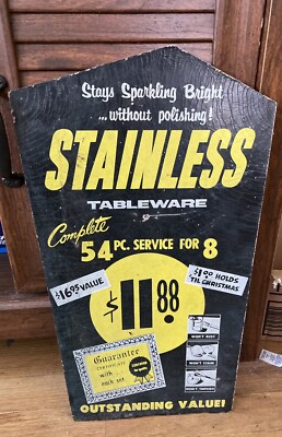 Vintage Stainless table ware Sign Man cave | eBay