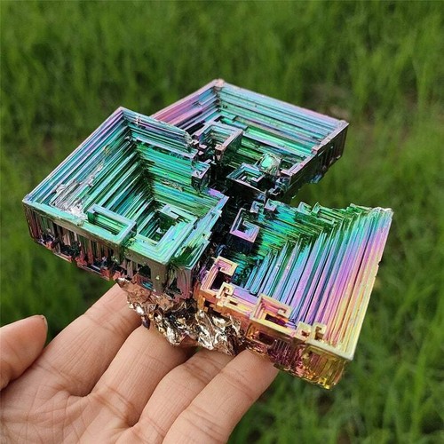 450g+ Rainbow Bismuth ore geode Crystal Quartz titanium mineral point ...