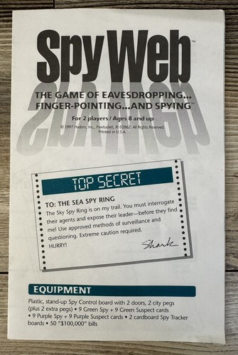 1997 ORIGINAL Spy Web Game Replacement Instructions Rules ONLY! - FREE ...