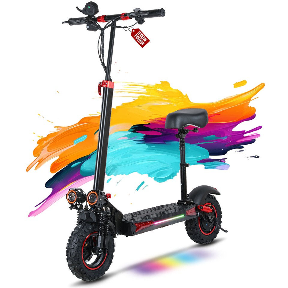 Electric Scooter 48v 1200W For Adult 11"Off Road Fat Tires Fast Speed ...