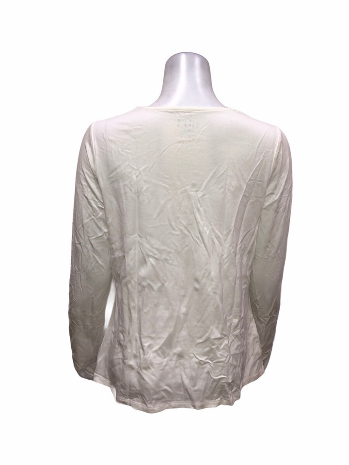 G.I.L.I. Women's Pullover Long Sleeves Open Keyhole Top White Medium ...