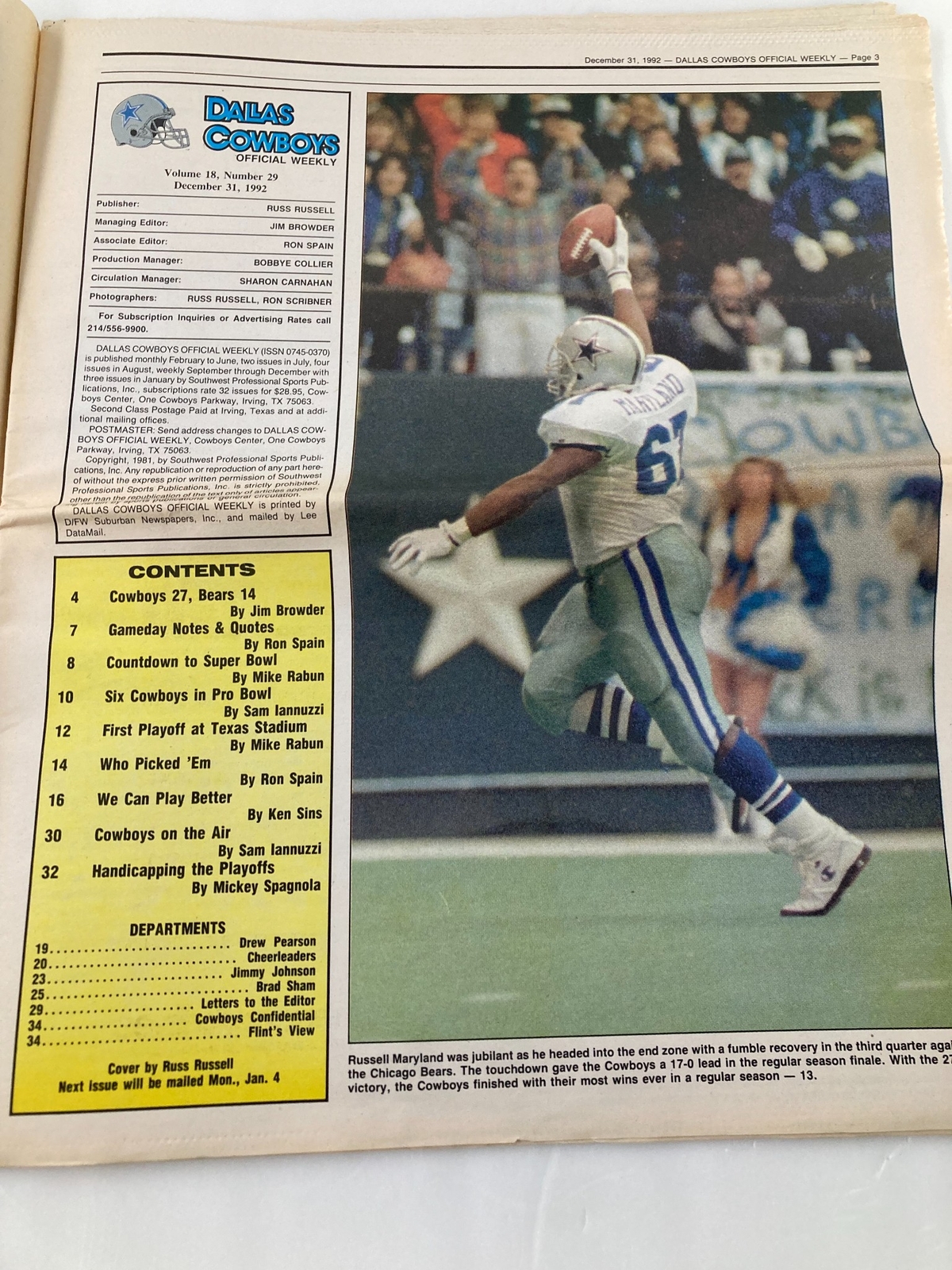 Dallas Cowboys Weekly Newspaper December 31 1992 Vol 18 #29 Emmitt ...