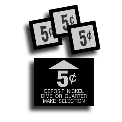 Vending Machine 5 Cent Decal Vintage Soda Pop Soft drink coin slot fit ...