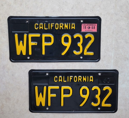 DMV clear 1963 California Black License Plates 1968 chevy camaro ss rs ...