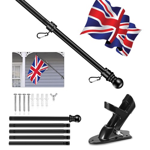 Wall Mounted Mount Telescopic Flag Pole Top Gold Ball Aluminum Flag ...
