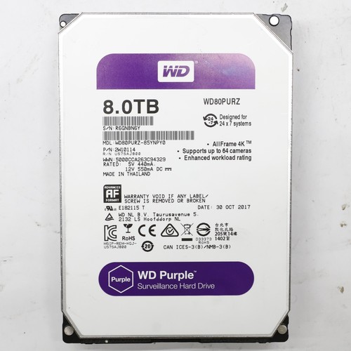 WESTERN DIGITAL PURPLE 8TB 5400 RPM 3.5" SATA HARD DRIVE WD80PURZ ...