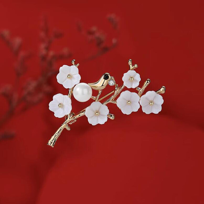 Fashion Small Bird Plum Blossom Flower Brooches Women Jewelry Party ...