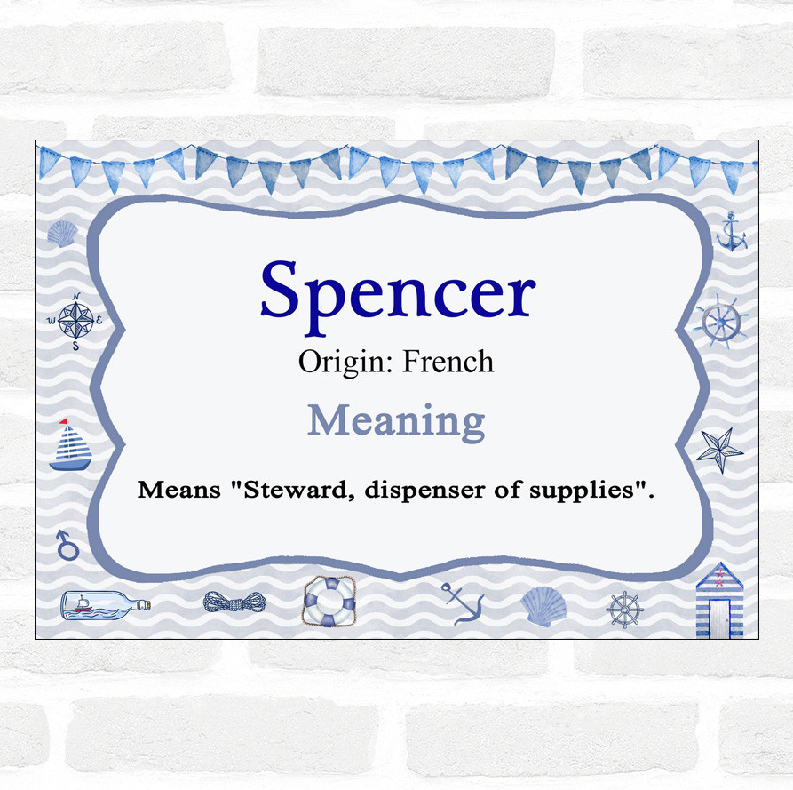 Spencer Name Meaning Nautical Certificate | eBay