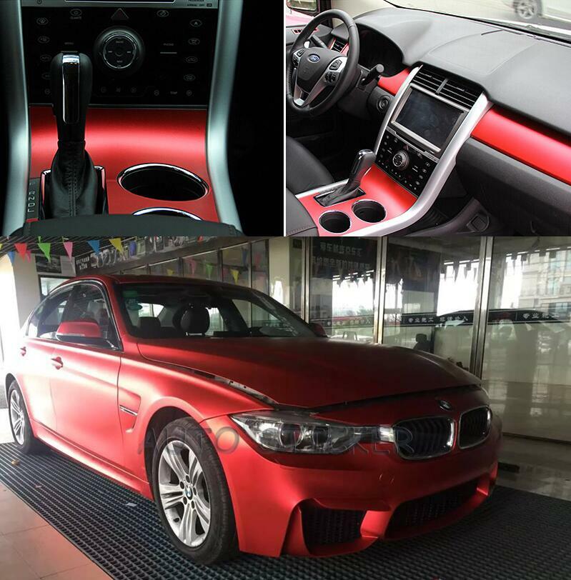 Full Roll 65FT x 5FT Car Red Satin Matte Chrome Vinyl Vehicle Wrap Film ...