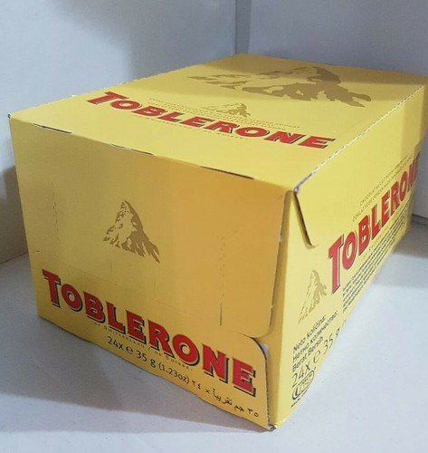 TOBLERONE MILK CHOCOLATE BARS. FULL BOX of 24x35g. BEST BEFORE 10/09 ...