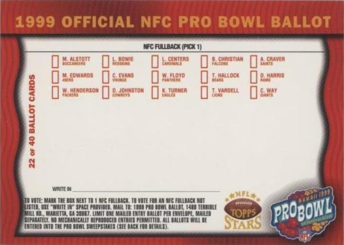1998 Topps Stars - Ballot Cards NFC Fullback #22 for sale online | eBay