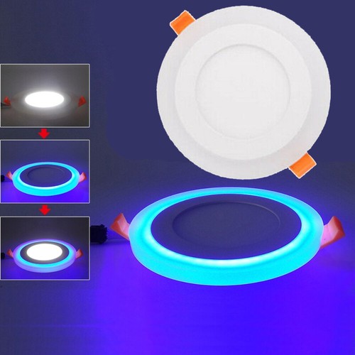 6W + 3W 3 Mode Dual Colour White Blue Round Recessed Slim Ceiling LED ...