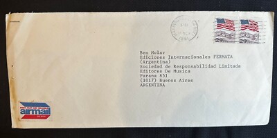 CM) 1991. UNITED STATES. AIRMAIL ENVELOPE SENT ARGENTINA. DOUBLE STAMP ...