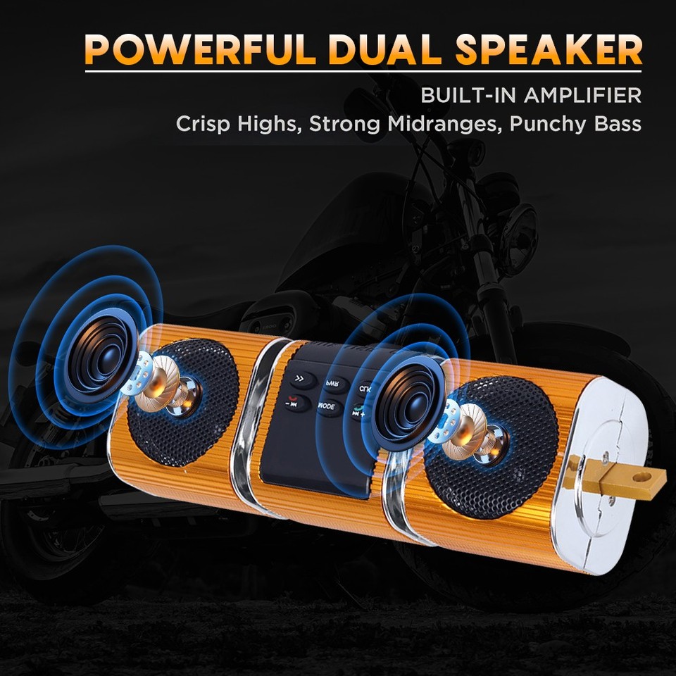 USB Motorcycle Stereo Speaker Audio System Bluetooth Amplifier Radio ...