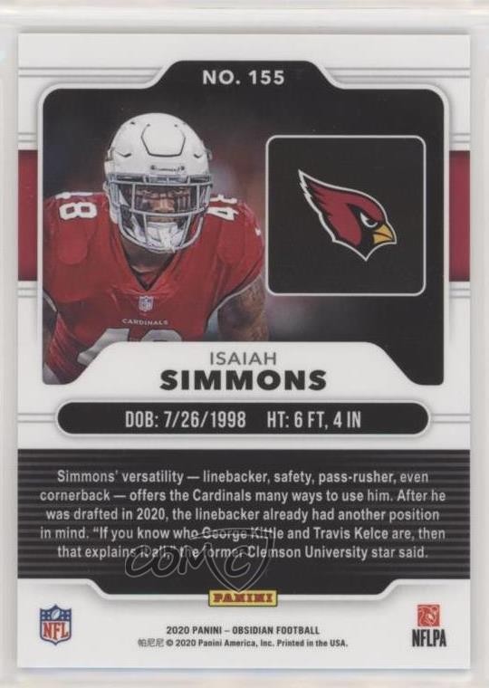 2020 Panini Obsidian Rookies Isaiah Simmons #155 Rookie RC | eBay