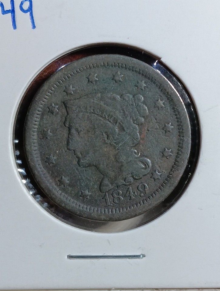 1849 Braided Hair Large Cent Penny- Item F5L10 | eBay