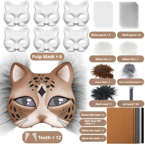 DIY Cat Face Set Cosplay Blank Paint Cat`'`,.;'/ | eBay