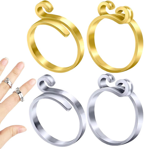 Knitting Crochet Rings Adjustable Yarn Guide Loop Thimble Sewing | eBay