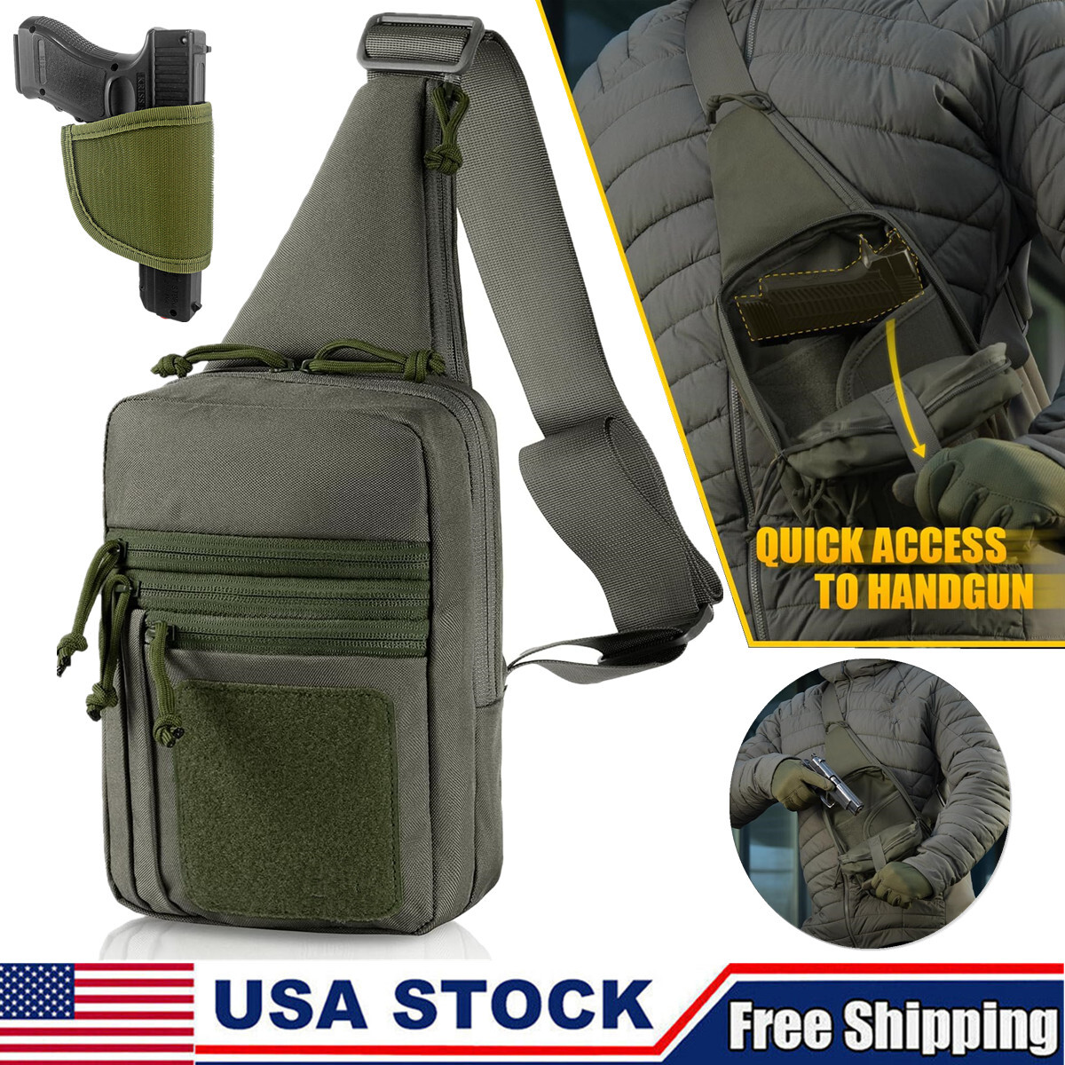 Tactical Compact Sling Bag Shoulder Crossbody Bag for Concealed Carry ...