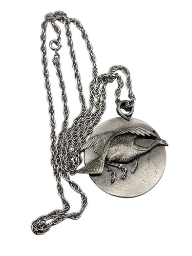Sid Bell Hand Carved Goose Pendant Necklace Alaskan Silver Smith ...