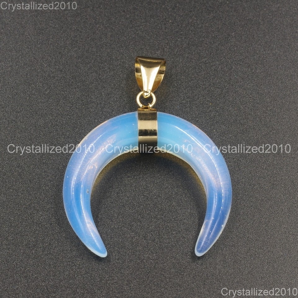 Natural Gemstones Ox Longhorn Bull Horn Reiki Chakra Healing Pendant ...
