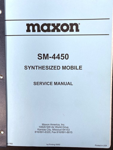 MAXON 1992 SM-4450 UHF Synthesized Mobile Service Manual | eBay