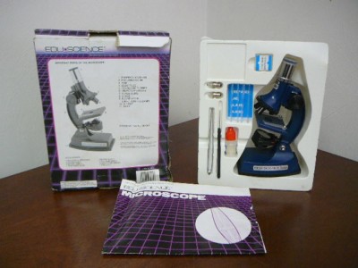 1989 EDU SCIENCE MICROSCOPE SET 600X 300X 100X, IN BOX | eBay
