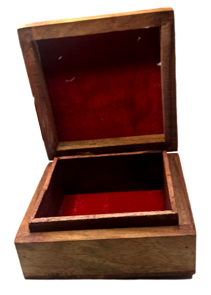 Wooden Trinket Jewelry Box Brass Inlay Handmade Hinged Carved Engrave 5 ...
