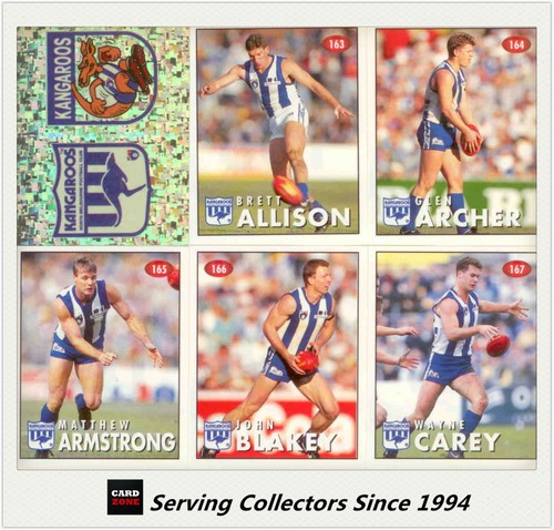POPULAR-1996 Select AFL Stickers Base Team Set North Melbourne (13 ...