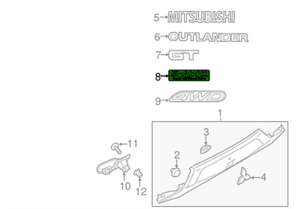 Mitsubishi Genuine OEM OUTLANDER PHEV GG Decal Sticker Rear "S-AWC" | eBay