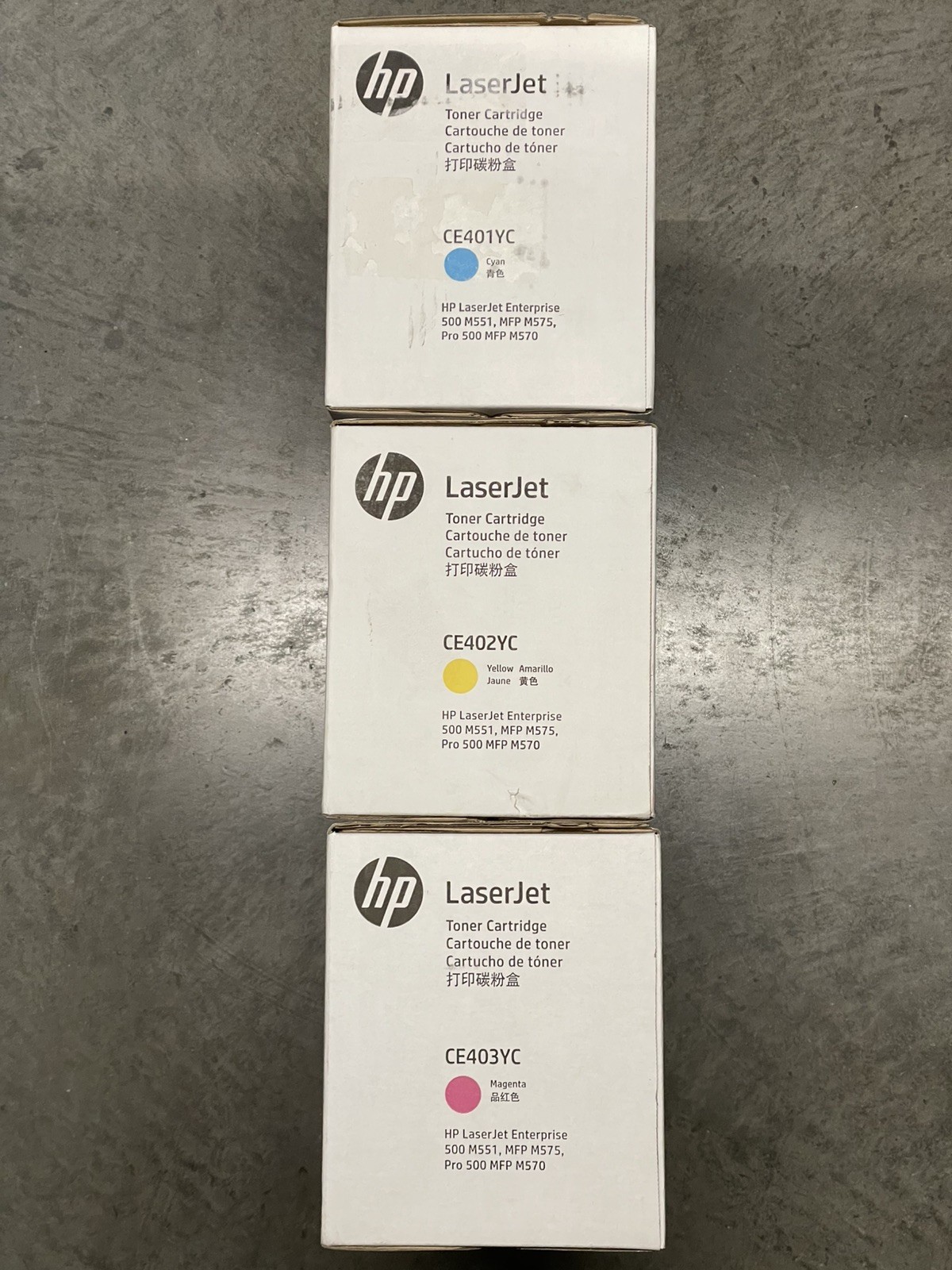 NEW SEALED HP 507A Toner Cartridges CE401YC CE402YC CE403YC Magenta ...