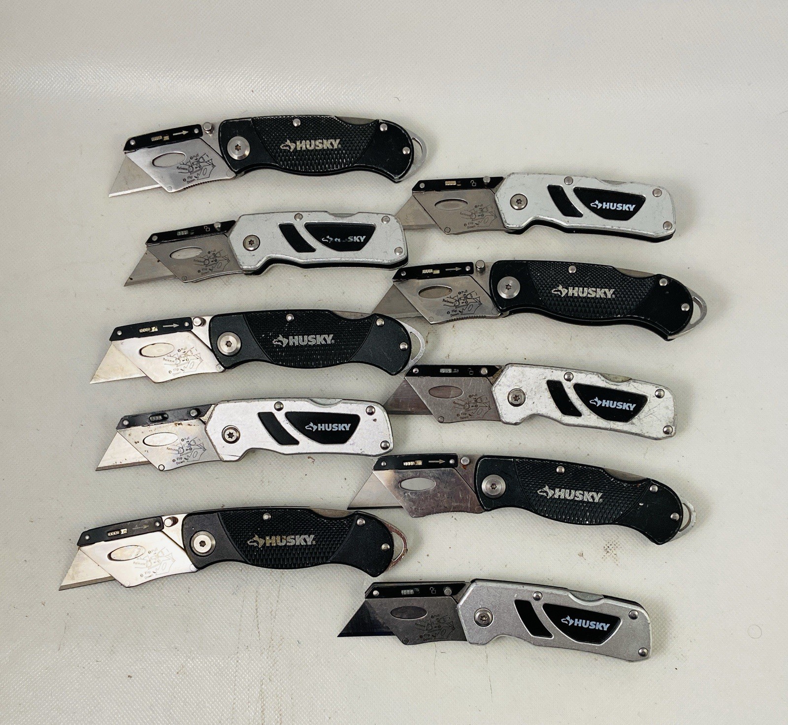 🌟Lot of 10 Husky Folding Lockback Pocket Utility Knife Razor Box Cutter ...
